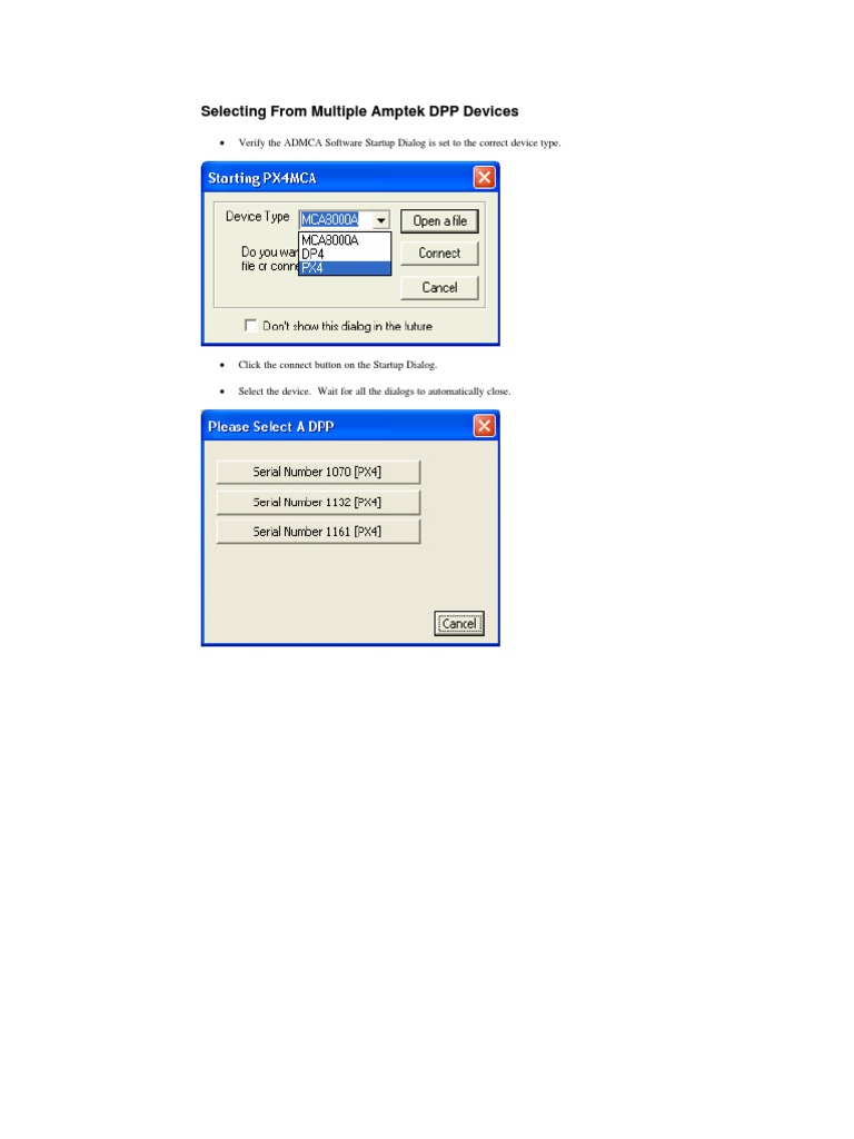 Selecting From Multiple Amptek DPP Devices: Verify The ADMCA Software ...