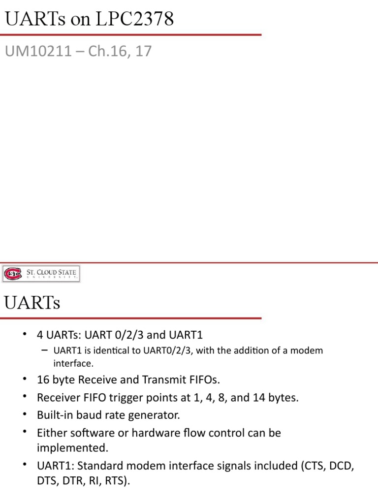 Lecture 15 - UARTs On LPC2378 | PDF | Information Technology | Computing