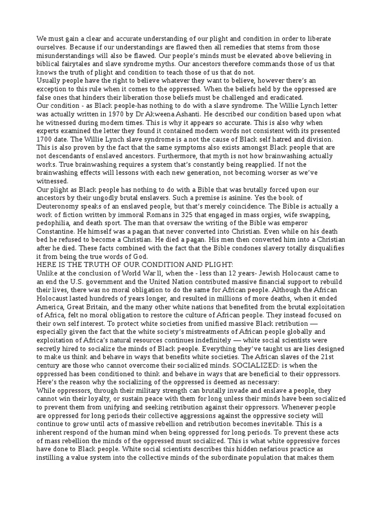 Matrix (Willie Lynch Letter) | PDF | Slavery | Mind