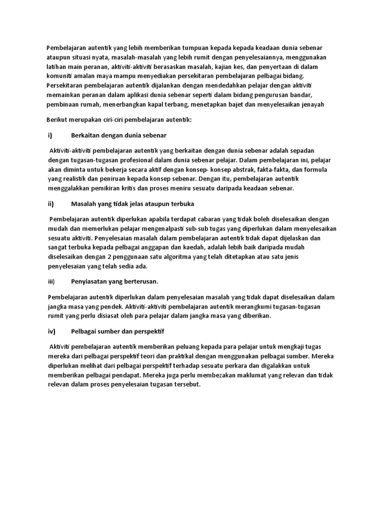 Pembelajaran AUTENTIK | PDF