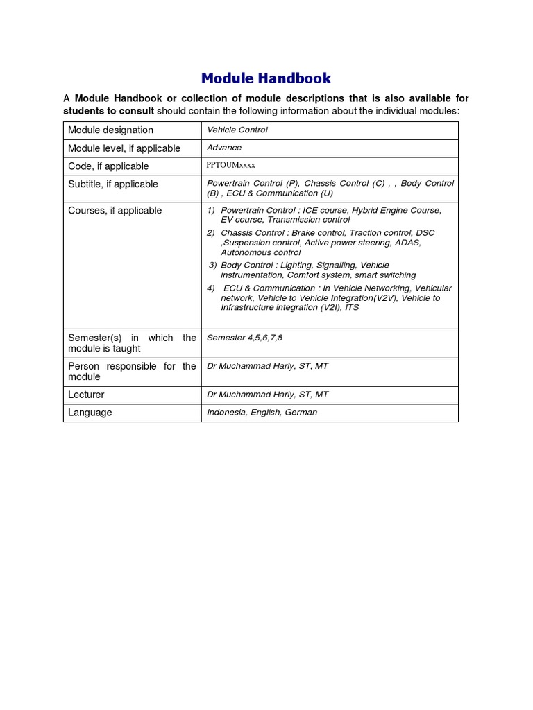 Module Handbook | PDF | Hybrid Vehicle | Electric Vehicle