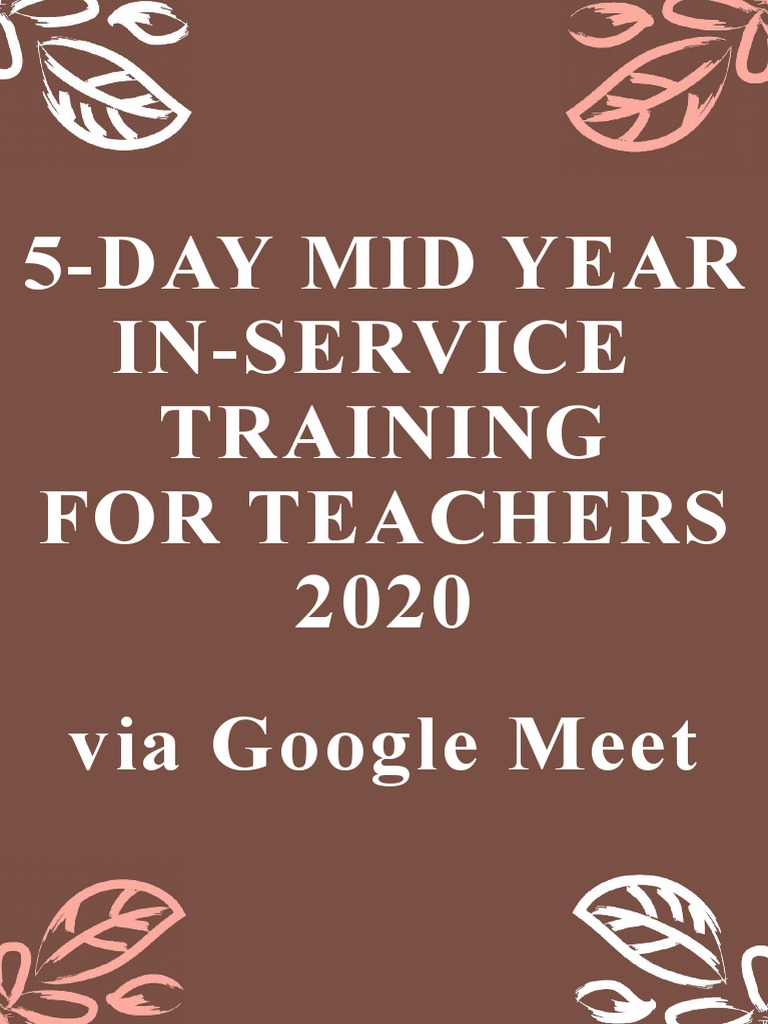 5-Day In-Service Training for Teachers | PDF | Wellness