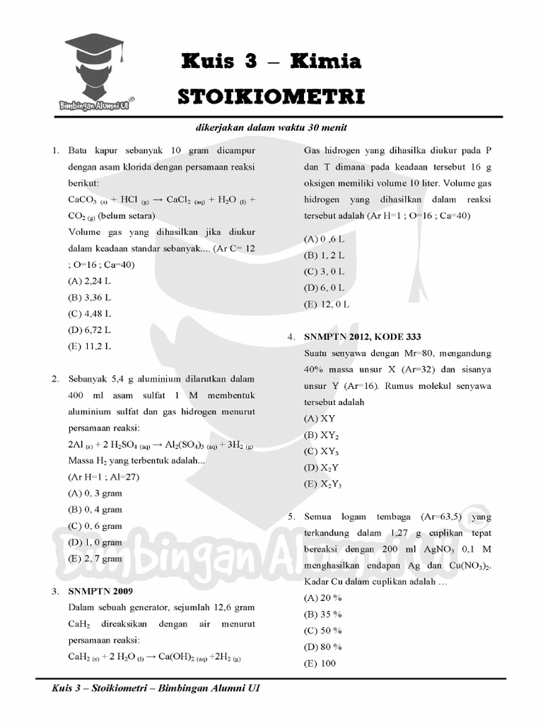 Kuis 3 - Bab Stoikiometri | PDF