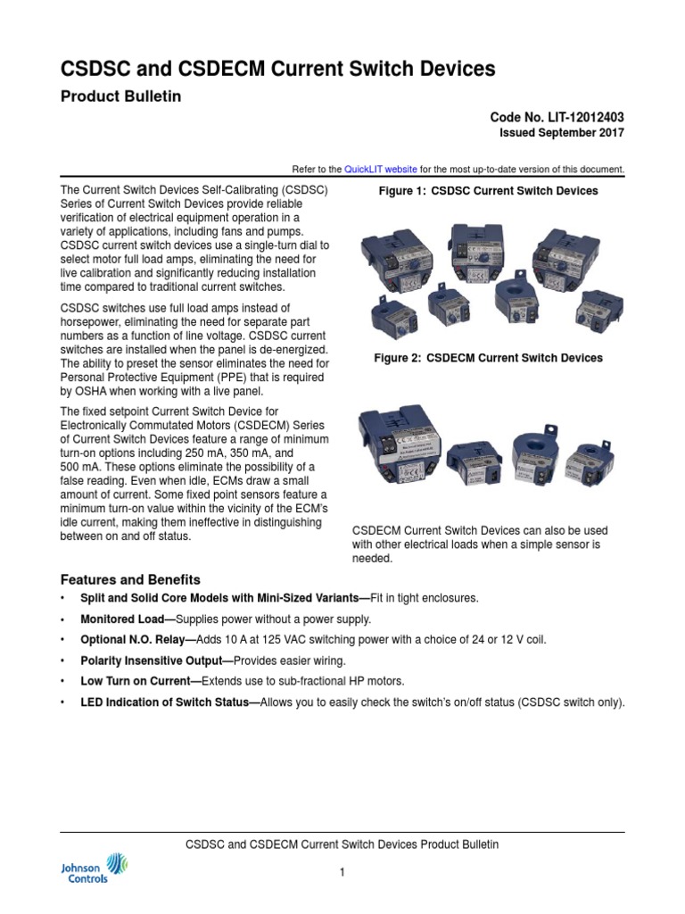 CSDSC and CSDECM Current Switch Devices Product Bulletin | PDF | Relay ...