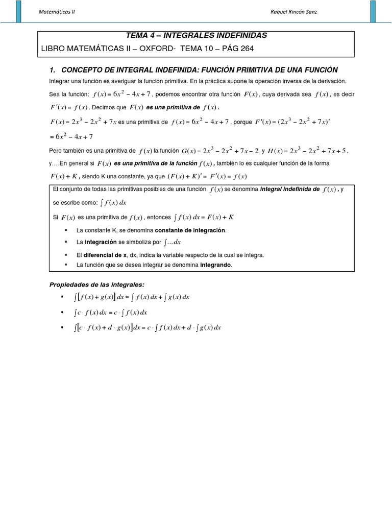 01 - TEMA 4 - Definición Primitiva, Integrales Inmediatas y Casi ...