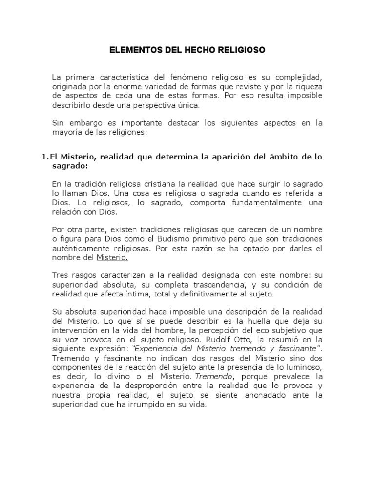 Elementos Del Hecho Religioso | PDF | Sagrado | Realidad