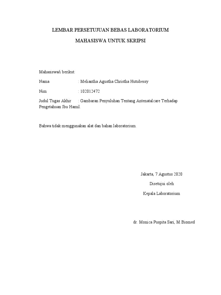 Surat Bebas Lab Meli | PDF