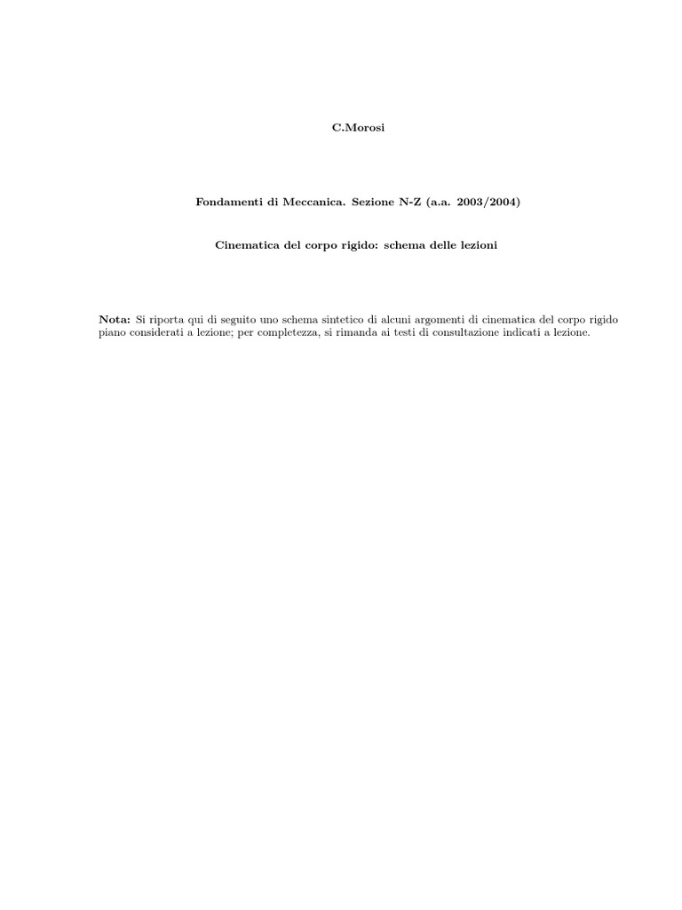 Cinematica - Cinematica Del Corpo Rigido | PDF