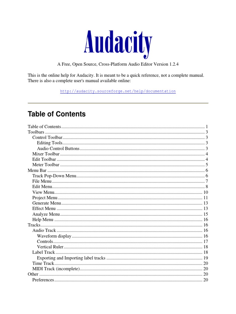 Audacity Manual | PDF | Equalization (Audio) | Mp3