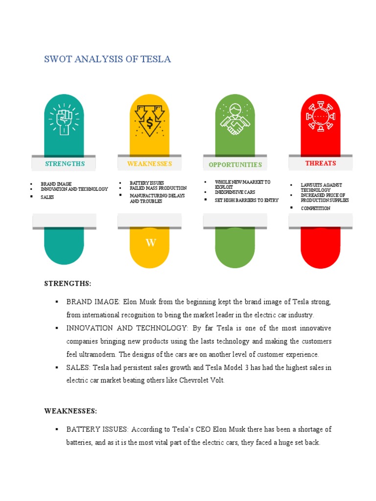 Swot Analysis of Tesla: Strengths | PDF | Electric Car | Car