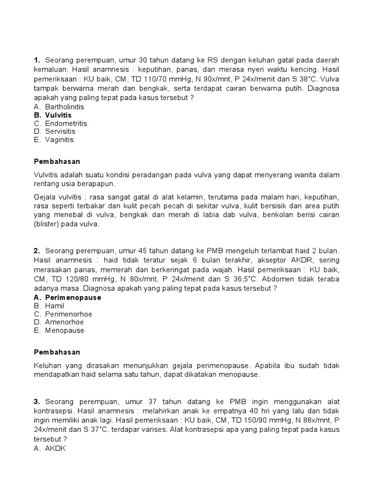 180 Soal & Pembahasan Kebidanan | PDF