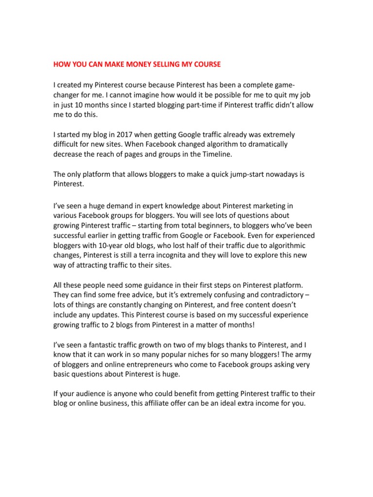 How You Can Make Money Selling My Course - Pinterest Edition | PDF ...