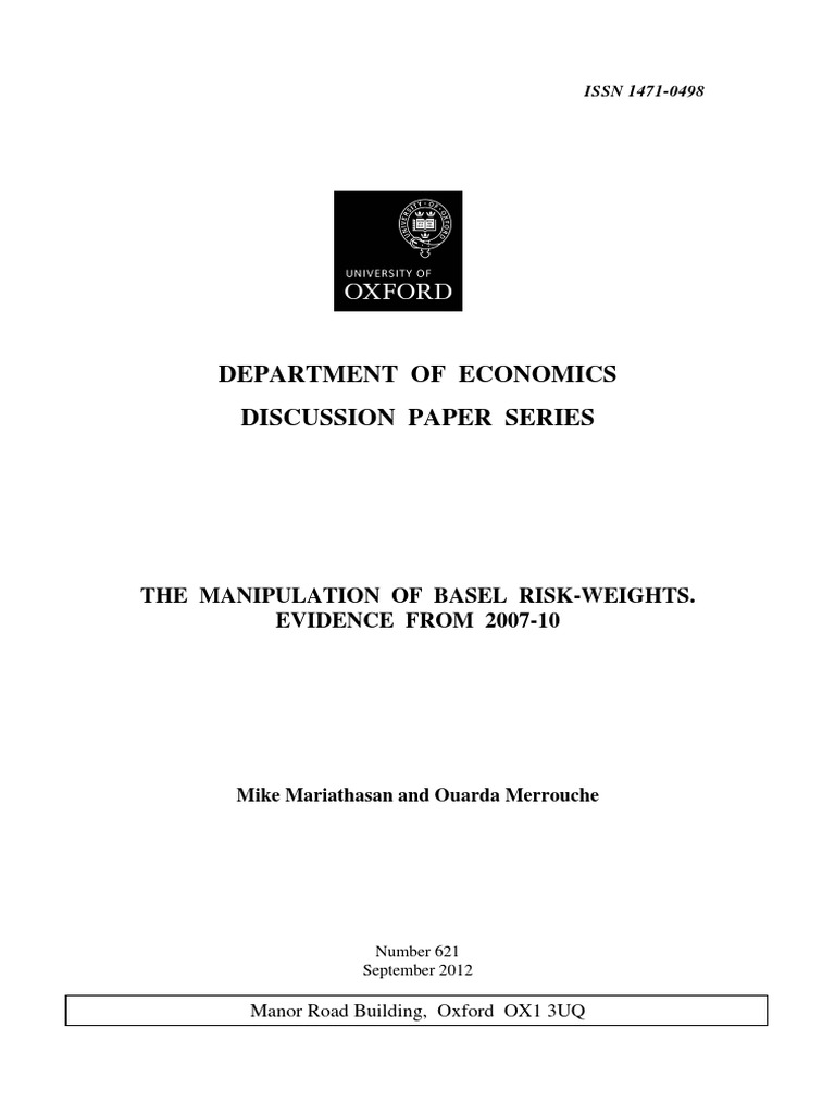 Basel Risk-Weights Manipulation Study | PDF | Basel Ii | Capital ...
