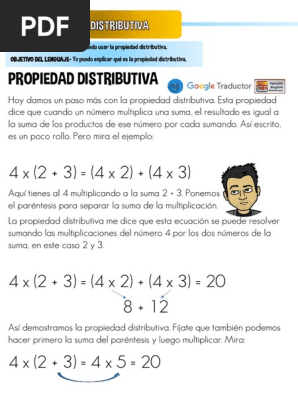 Hojas De Trabajo Sobre La Propiedad Distributiva Para Sexto Grado