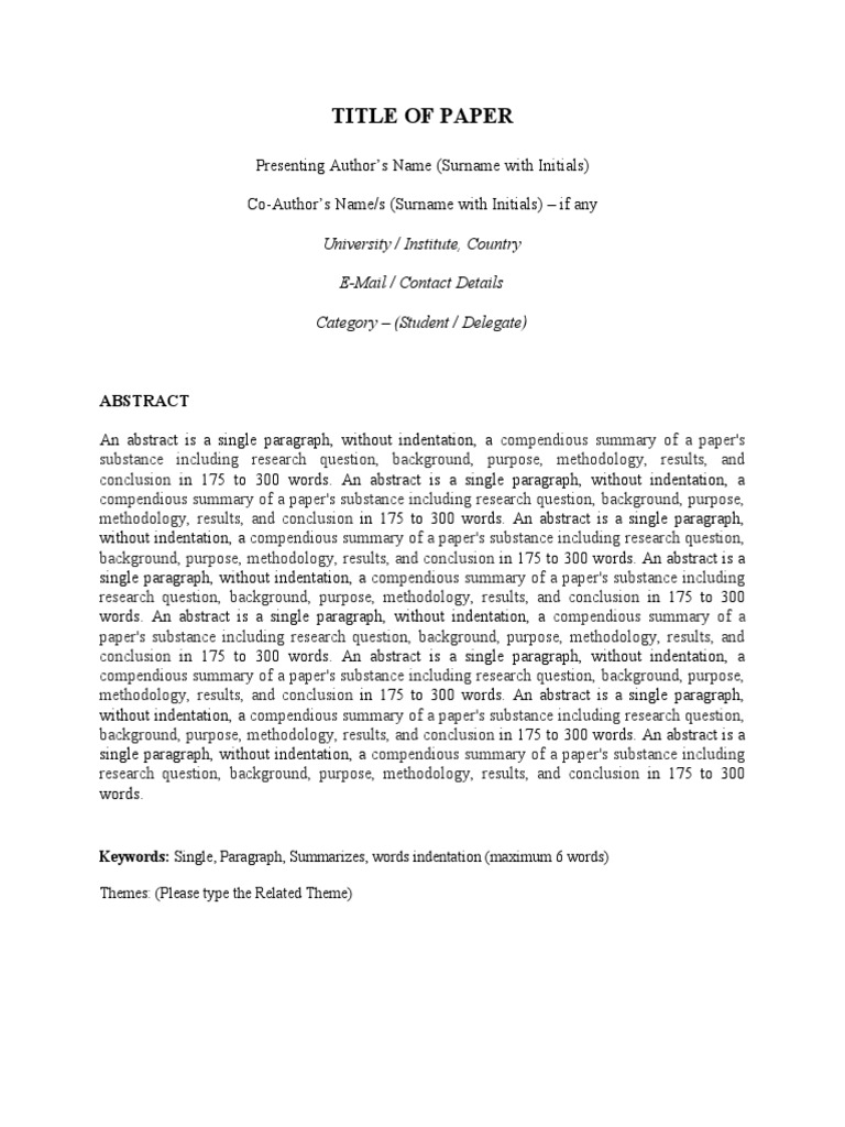 03 SEAMEO Congress 2021 - Abstract - Template - 080920 | PDF | Paragraph