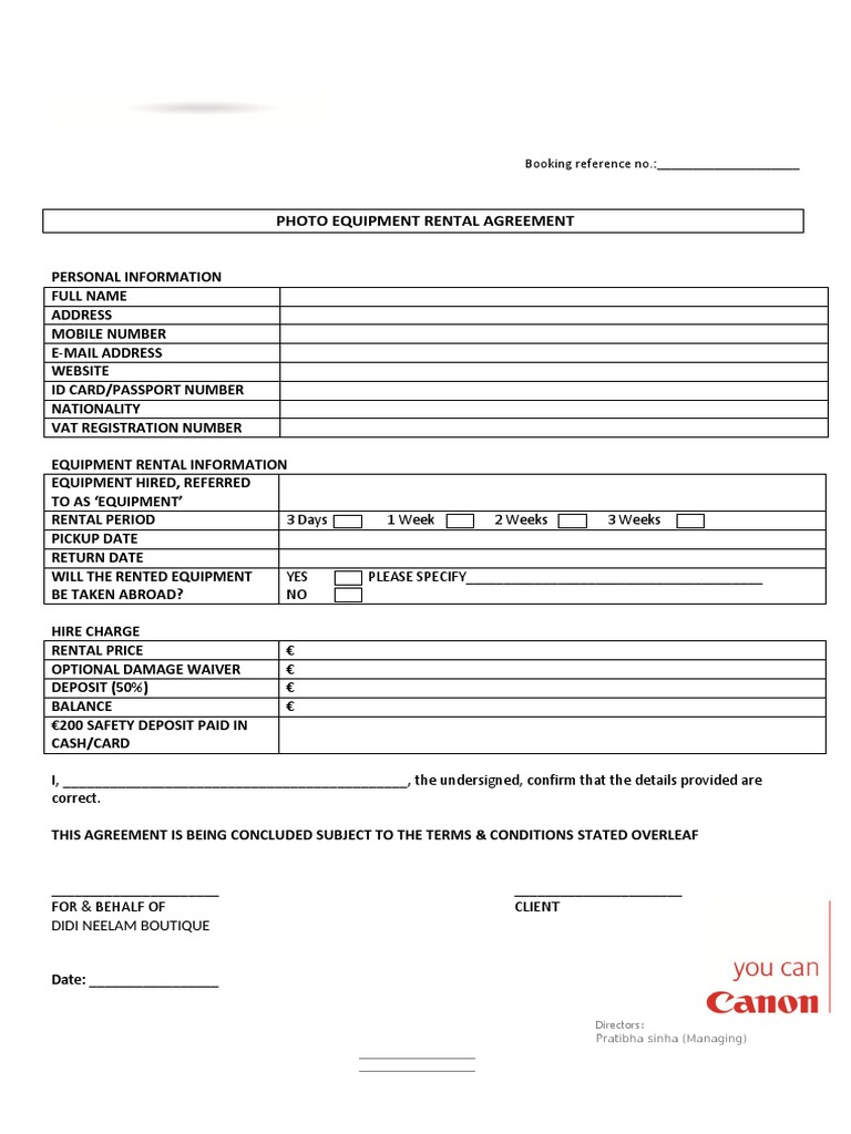 Photo Equipment Rental Guide | PDF | Lease | Renting