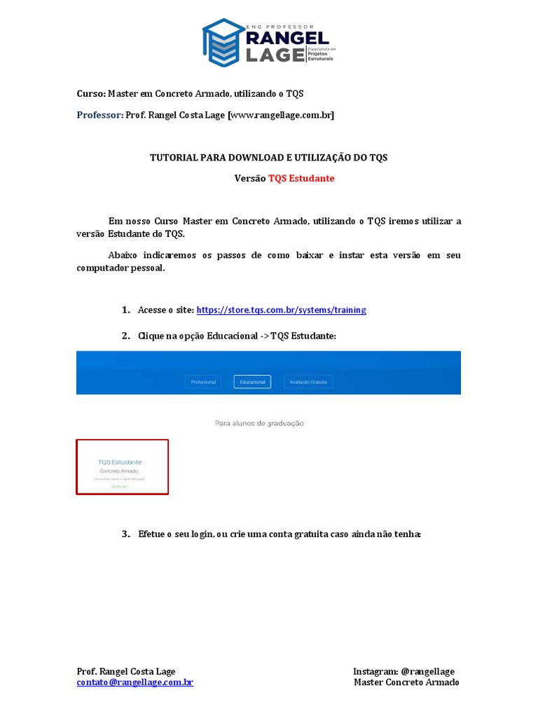 Aula 1 - Como Baixar e Instalar o TQS Versão Estudante (Gratuito) | PDF