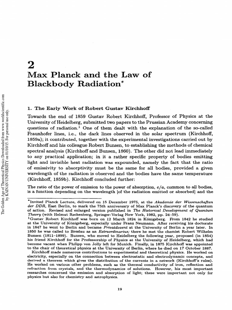 Max Planck and The Law of Blackbody Radiation | PDF | Electromagnetic ...