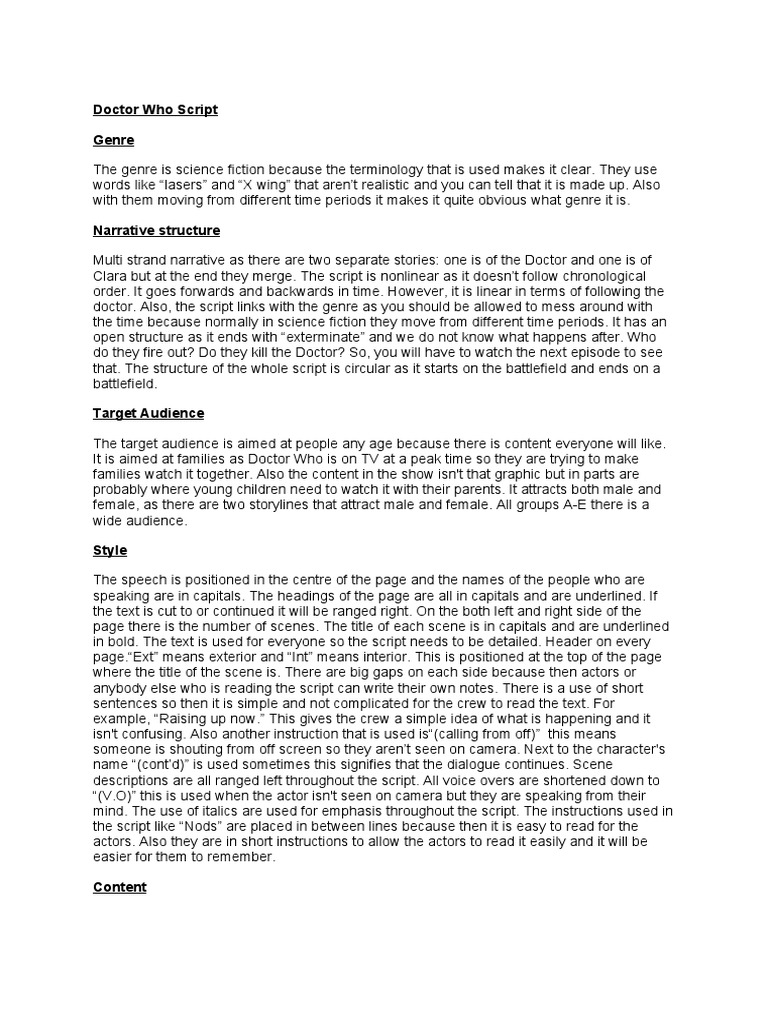 Doctor Who Script | PDF