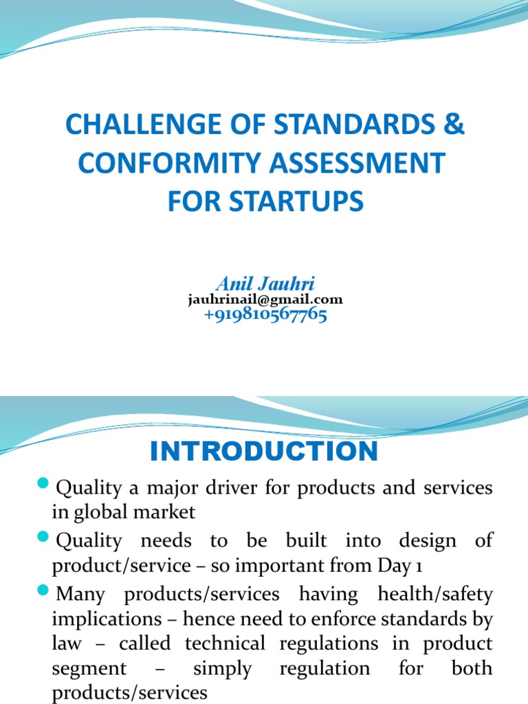 Challenge of Standards and Conformity Assessment - TiE - 241120 | PDF ...