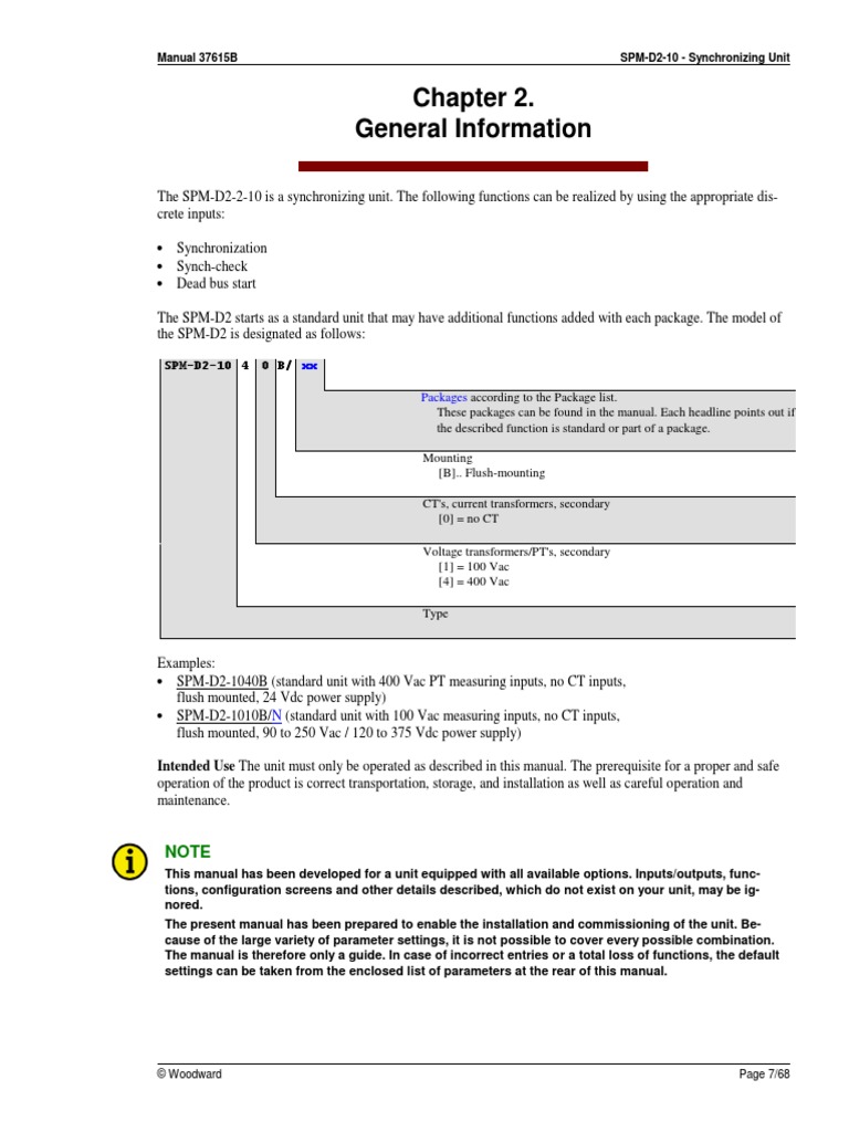 General Information: Manual 37615B SPM-D2-10 - Synchronizing Unit | PDF ...