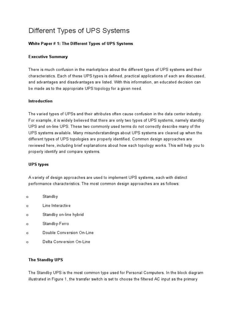 Diffrent Types of UPS | PDF | Power Inverter | Transformer