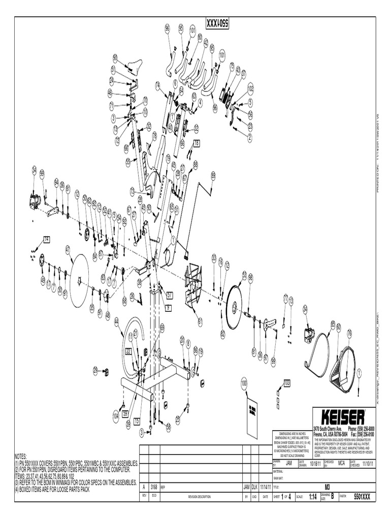 Keiser m3 Parts Diagram2 | PDF | Screw | Manufactured Goods