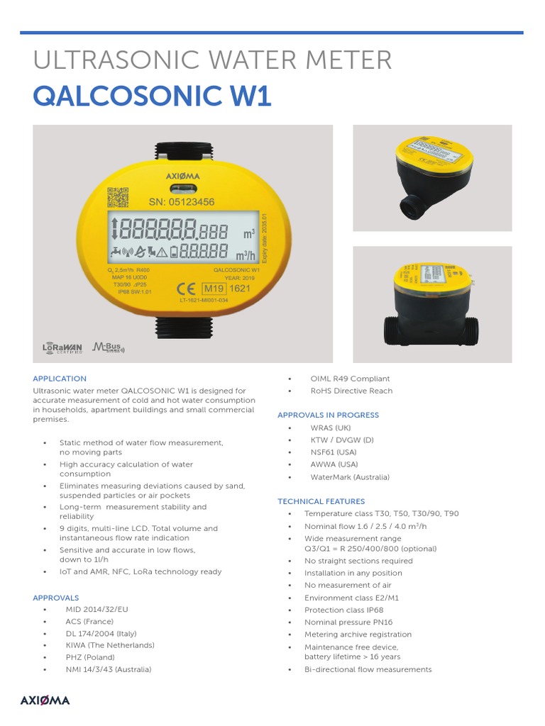 QALCOSONIC W1 Ultrasonic Water Meter | PDF | Flow Measurement ...