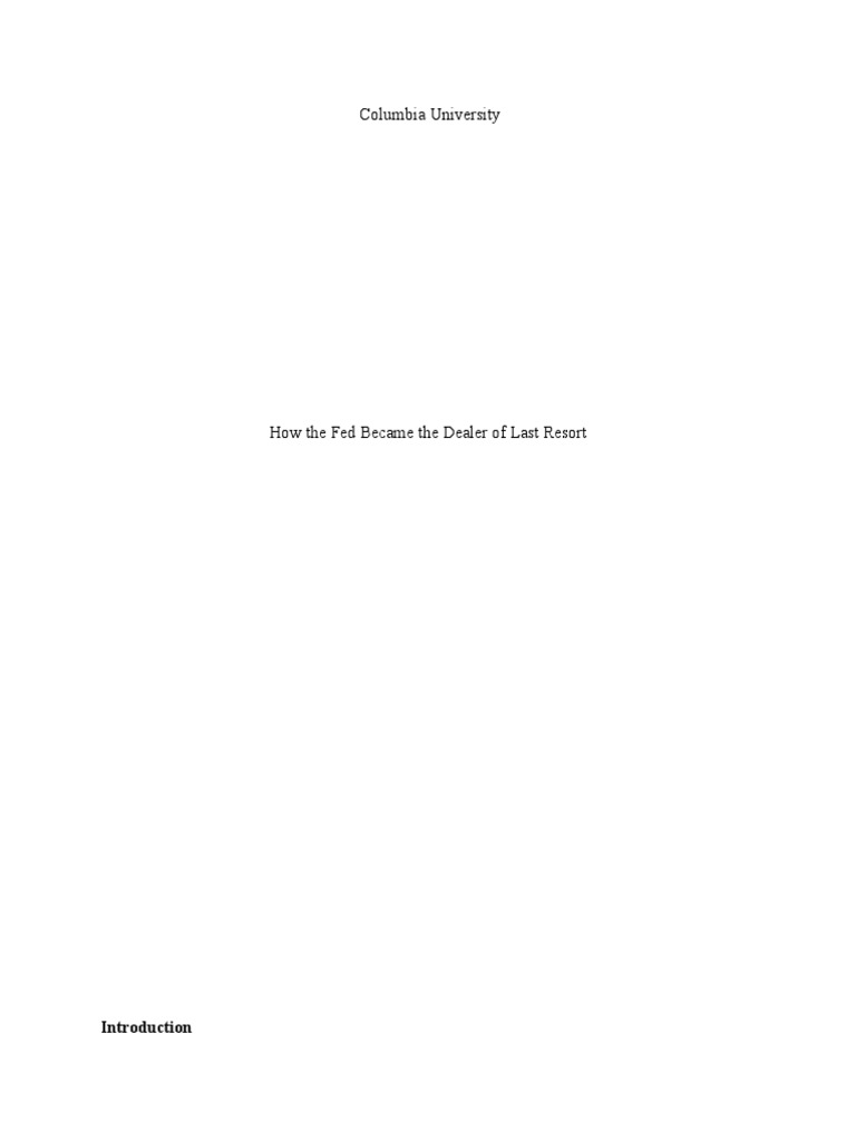 How Fed Became The Dealer of Last Resort Paper | PDF | Federal Reserve ...