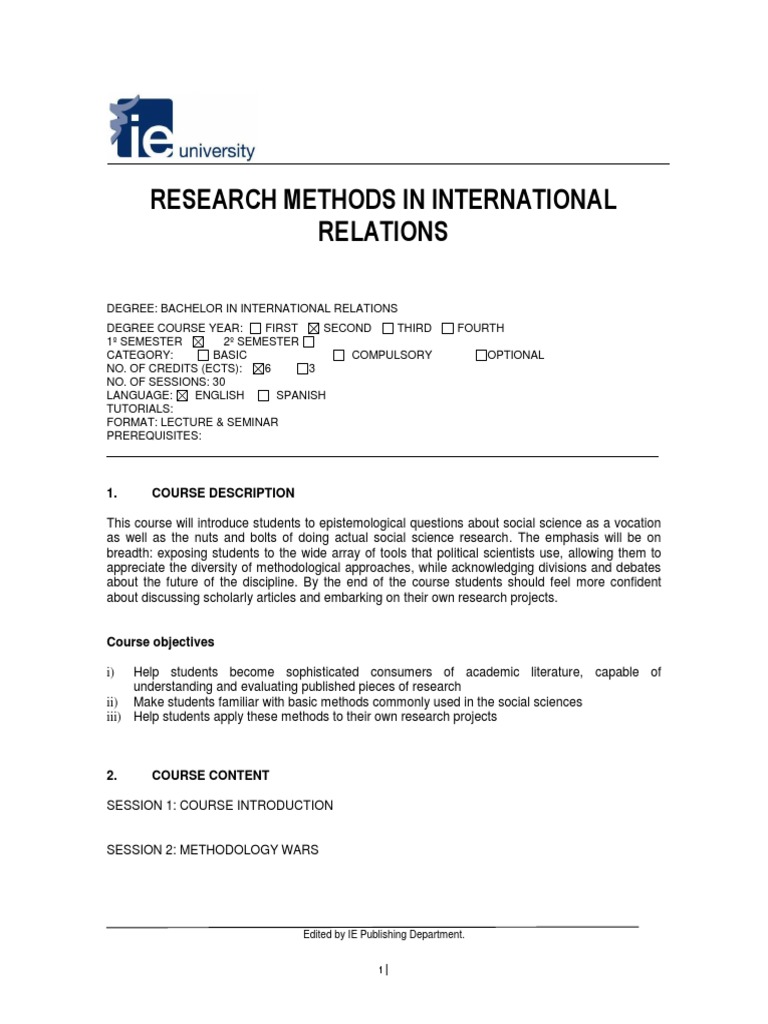 Research Methods in International Relations: 1. Course Description ...