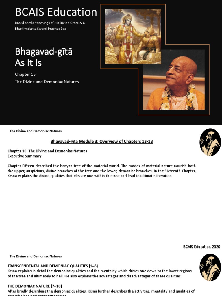 Divine vs Demoniac Qualities in Gita 16 | PDF | Bhagavad Gita | Hindu ...