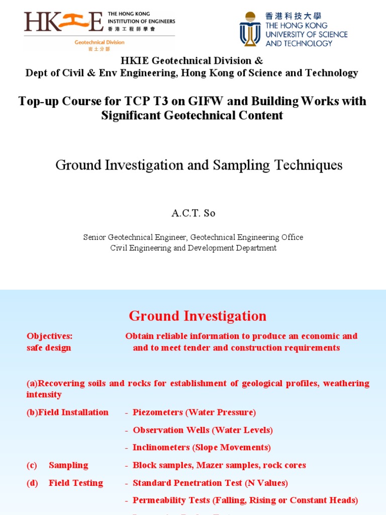 TCP2018 Topic 3 (GI and Sampling Techniques) - Short | PDF | Drilling ...