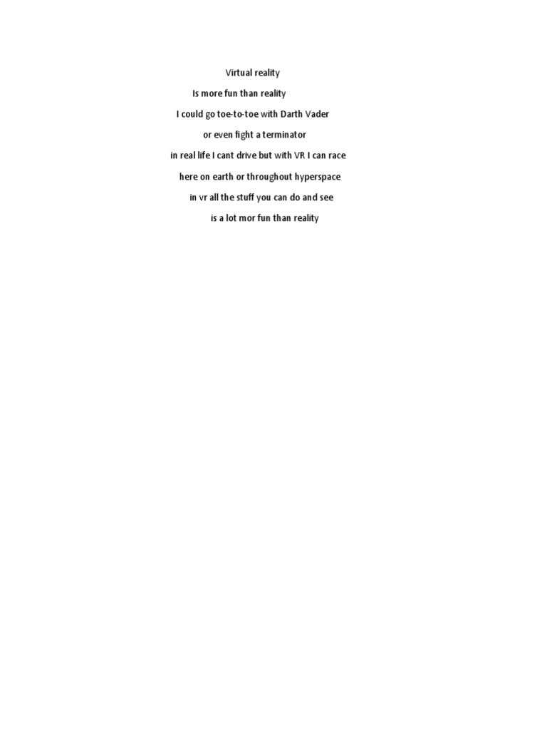 Virtual Reality Poem Draft | PDF
