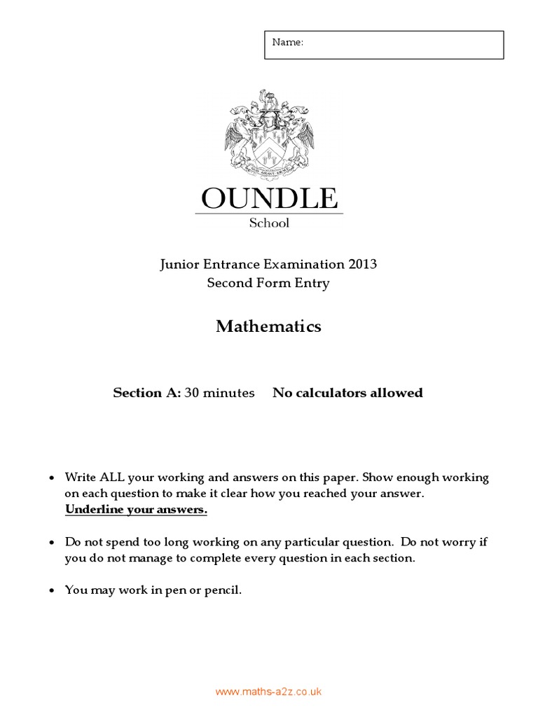Math Entrance Exam Practice Papers | PDF | Cakes | Teaching Mathematics