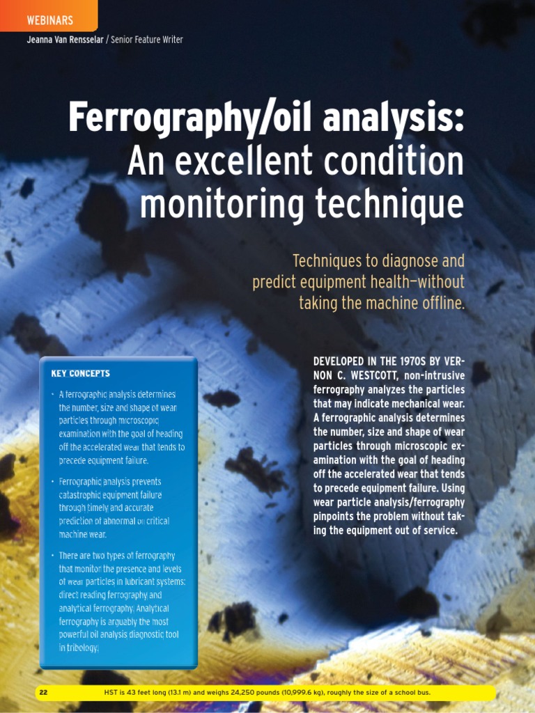 Ferrography/oil Analysis: An Excellent Condition Monitoring Technique ...