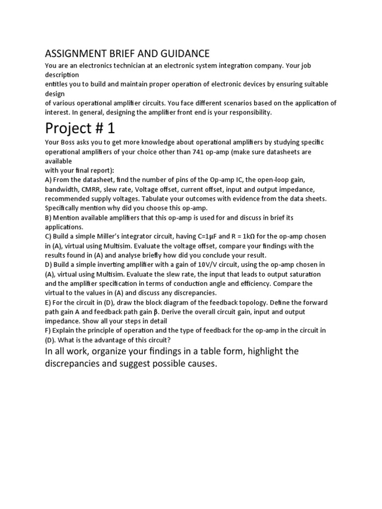 Assignment Brief and Guidance | PDF | Operational Amplifier | Electronic Oscillator