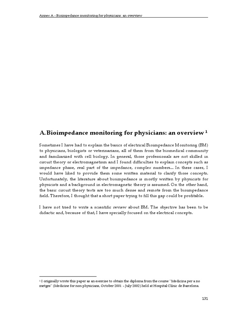 Bioimpedance Monitoring | PDF | Electrical Resistivity And Conductivity ...