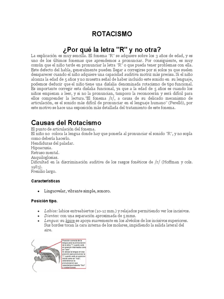 Ejercicios para corregir rotacismo infantil | PDF | Voz humana ...