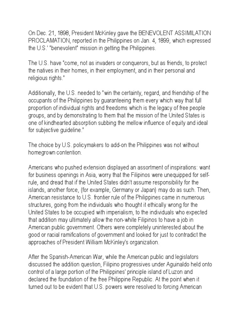 Benevolent Assimilation Proclamation | PDF