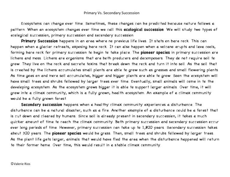 Primaryand Secondary Succession Reading 1 | PDF | Disturbance (Ecology ...
