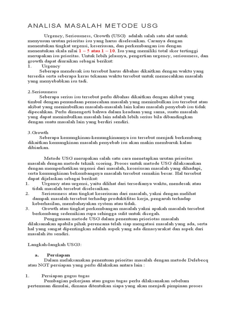 Analisis Masalah Metode USG | PDF
