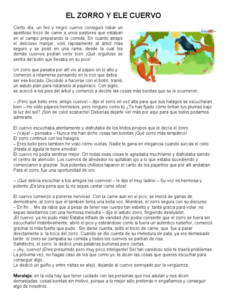 El Zorro y Ele Cuervo Fabula | PDF