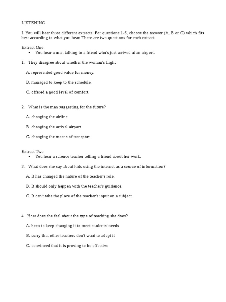 CAE Examination Sample | PDF | Baggage