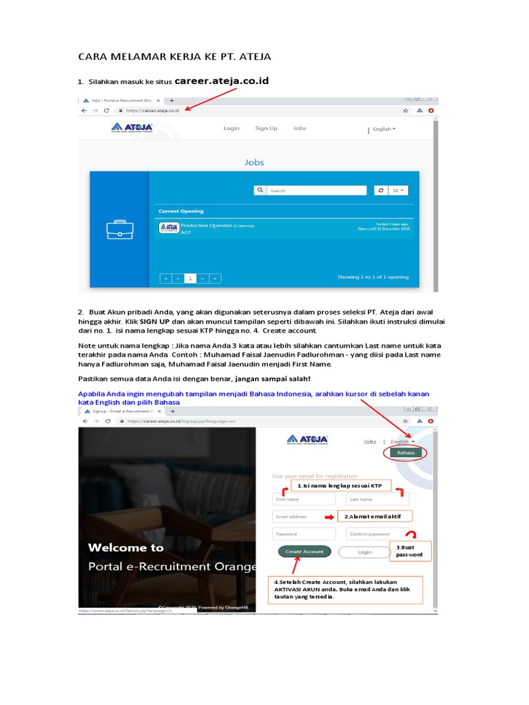 User Guide Melamar Ke PT - Ateja | PDF