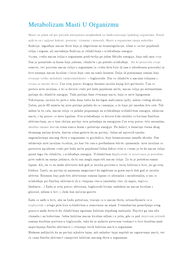 Metabolizam Masti | PDF