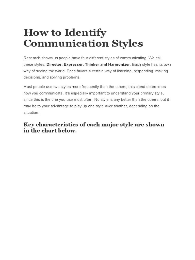 How To Identify Communication Styles - Assignment 1 | PDF | Question ...
