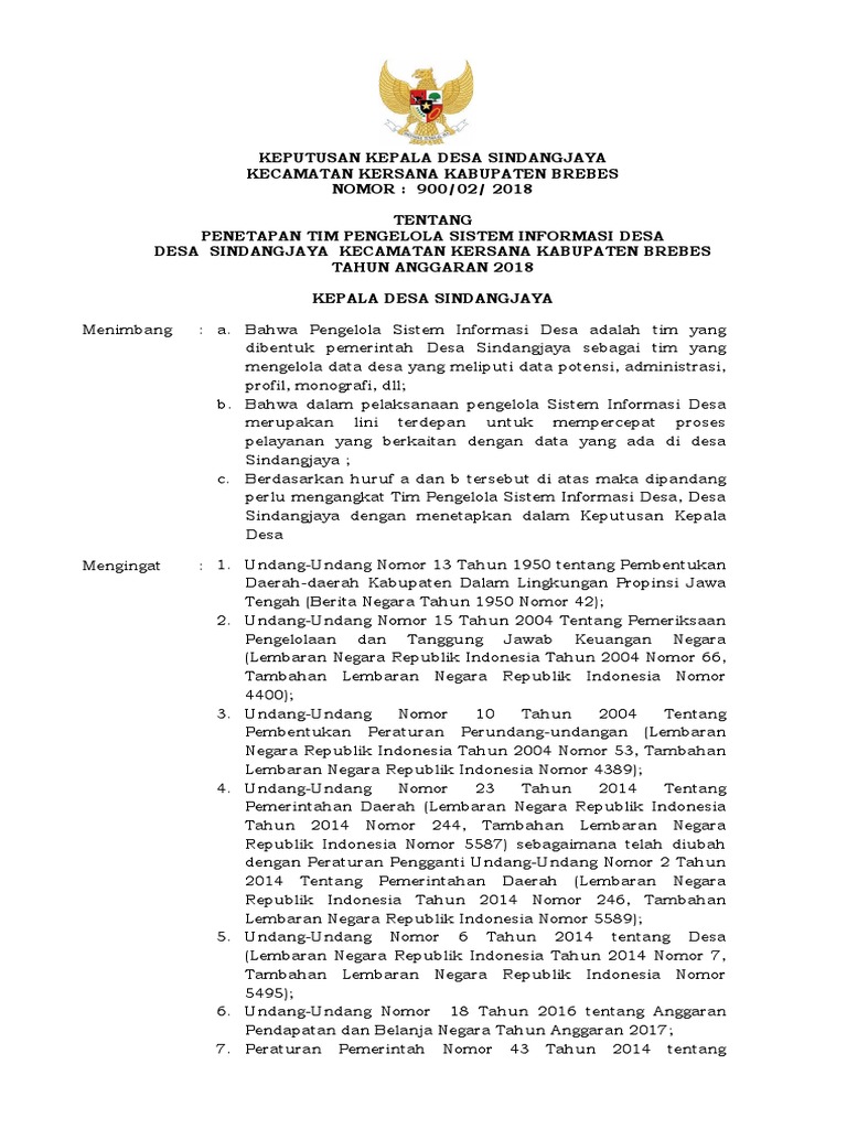 SK Penetapan Operator SID | PDF