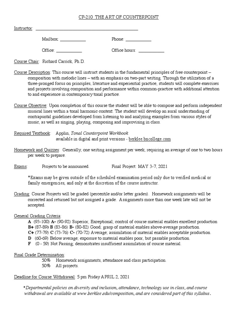 CP-210 The Art of Counterpoint - 1 | PDF | Music Theory | Musical Forms