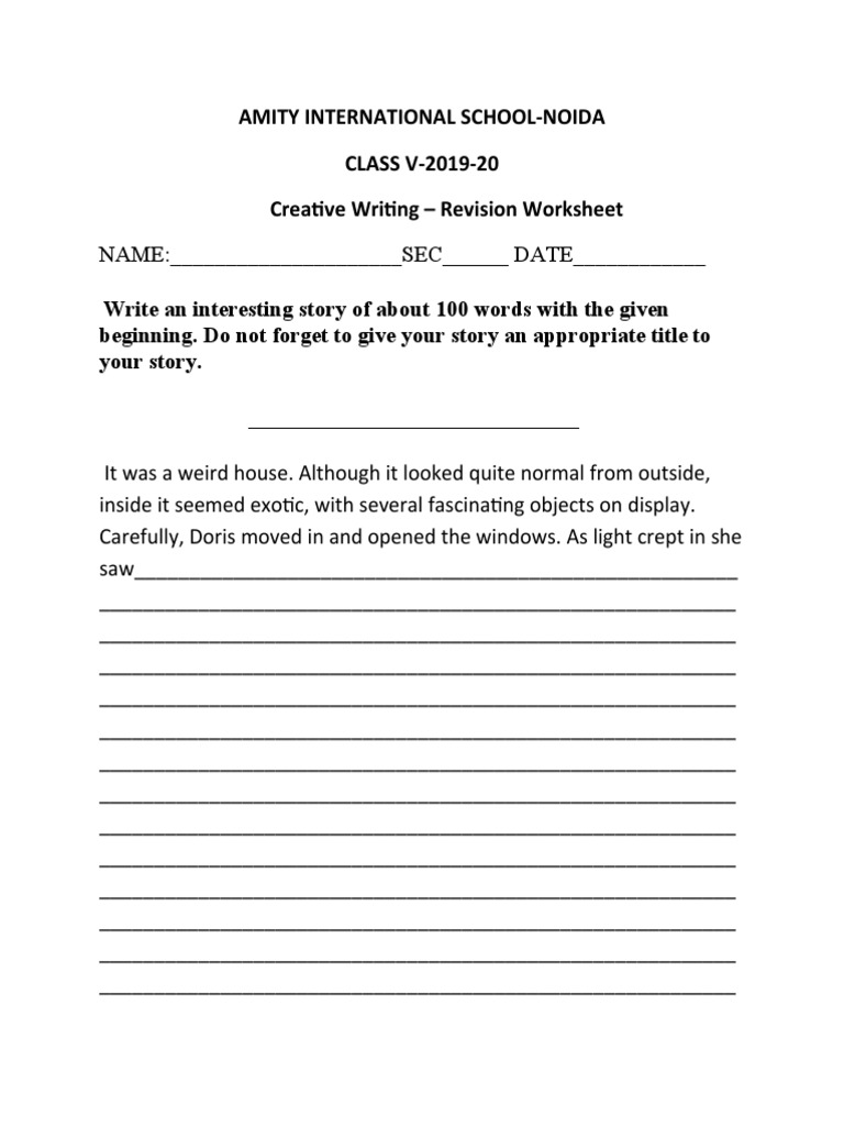 Amity International School-Noida CLASS V-2019-20 Creative Writing ...