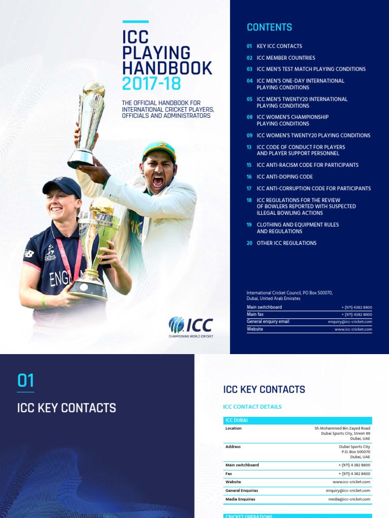 ICC Playing Handbook 2017 2018 DIGITAL | Cricket | Test Cricket